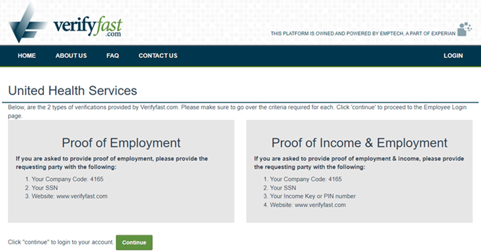 Employment and Income Verification | United Health Services